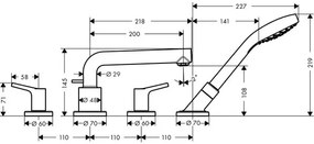 Hansgrohe Talis S čtyřotvorová baterie, 72418000