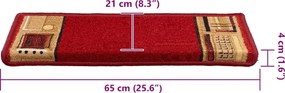 vidaXL Nášlapy na schody samolepicí 5 ks 65x21x4 cm [149842] Barva: Červená