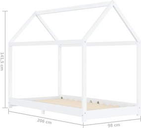 Rám dětské postele bílý masivní borové dřevo 90 x 200 cm 283351
