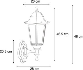 Venkovní nástěnná lucerna tmavě zelená s pohybovým senzorem IP44 - New Orleans up