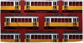 Sablio Ručník Lisabonské historické tramvaje Červený Pattern - 30x50 cm