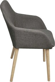 Jídelní židle 2 ks světle šedé textil a masivní dubové dřevo 241156