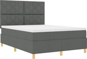 Postel s boxspringem s čelo Tmavě šedá 160 x 200 cm textil 3339708