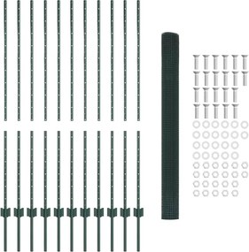 Svařovaná drátěná plotovina s tyčkami 25 x 1,4 m Zelená 3336489
