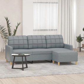 3místná pohovka s podnožkou světle šedá 180 cm textil 3201001