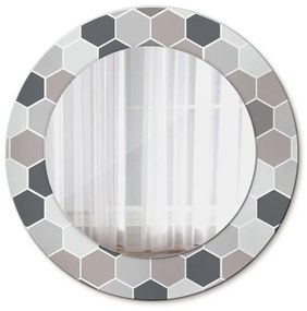 Kulaté dekorativní zrcadlo na zeď Hexagonální vzor fi 50 cm