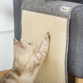 PawHut 2-Pack Škrabací podložky na pohovku - Sisalová rohož na škrábání pro kočky, pohovka, škrabací mat, šedá 130 x 45 x 0,3 cm
