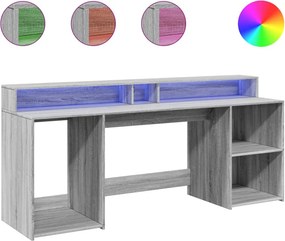 Psací stůl s LED šedý sonoma 200 x 55 x 91 cm kompozitní dřevo 3309443