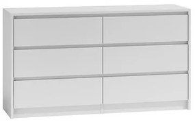 Komoda 6 šuplíků 140 cm Bílá