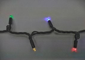 Venkovní LED vánoční řetěz, černý kabel, různobarevná, 10m, 100 LED