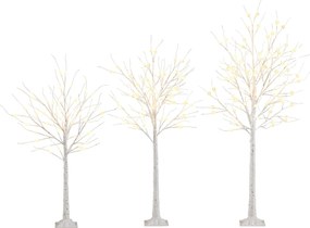 Costway Sada 3 svítících LED bříz 120/150/180 cm, bílá