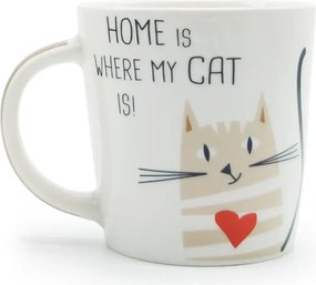 Porcelánový hrnek Home is where my cat is, 400 ml – dárek pro milovníky koček