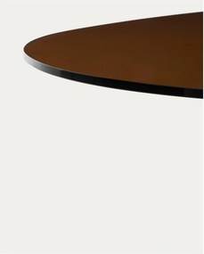 Hnědý konferenční stolek se skleněnou deskou 81x140 cm Olir – Kave Home