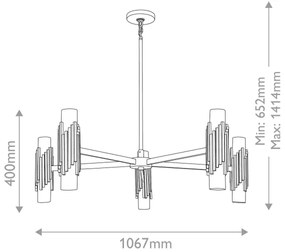 Elstead MARVELE10-AB-OPAL - Lustr na tyči MARVELE 10xE14/40W/230V zlatá