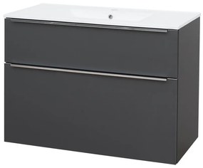 Mereo Mereo, Mailo, koupelnová skříňka s keramickým umyvadlem 101 cm, bílá, dub, antracit, CN532