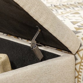 HOMCOM Úložná Ottomanka s čalouněním ze syntetického lnu s odklápěcím víkem a ocelovými nohami do obývacího pokoje 110x44x48 cm Béžová