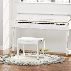 HOMCOM Výškově nastavitelná klavírní stolička, klavírní lavice s polštářem z umělé kůže pro piano klávesnici 64 x 35 x 45-55 cm, bílá