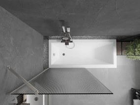 Mexen Next, 1-křídlová vanová zástěna 90 x 150 cm, 6mm sklo Ribs, ocelová, 895-090-000-00-09-97