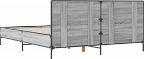 Rám postele šedý sonoma 140 x 200 cm kompozitní dřevo a kov 3280000