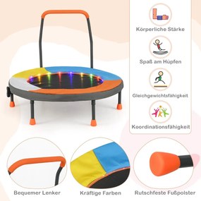 Costway Dětská trampolína Ø 90 cm s LED osvětlením a madlem
