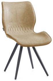 Béžová židle čalouněná ekokůží Kovové nohy SMIL