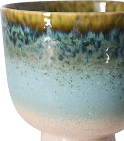 Modrý kameninový obal na květináč Retro Lagoon - Ø 20,5*20 cm