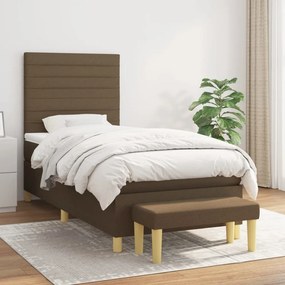 Box spring postel s matrací tmavě hnědá 100 x 200 cm textil 3137216
