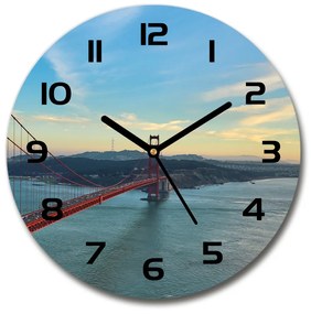 Wallmuralia Skleněné hodiny kulaté Most San Francisco fi 30 cm