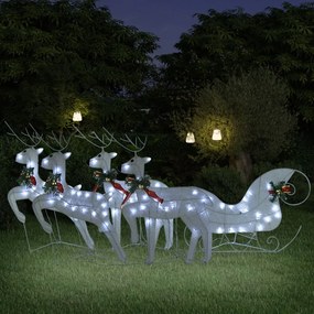 Vánoční sobi se sáněmi 100 LED diod venkovní bílí 3100429