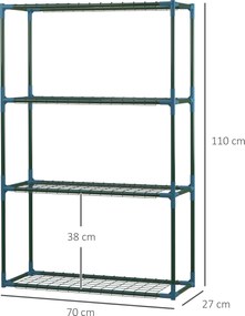 Outsunny police na rostliny, sada 2 kusů, 4-patrový držák na květináče na balkon/zahradu, ocel, zelená, 70x27x110cm| Aosom