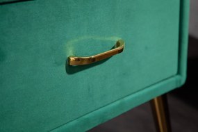 Stylový noční stolek Lena smaragdově zelený samet