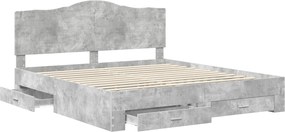 Rám postele s čelo Betonově šedá 200 x 200 cm Kompozitní dřevo 3413565