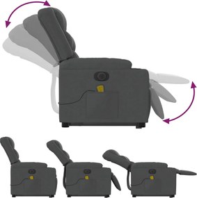 Elektrické zvedací masážní polohovací křeslo tmavě šedé textil 3206583