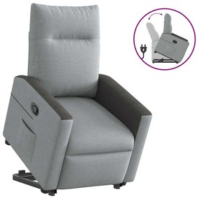 Zvedací polohovací křeslo světle šedé textil 3324052