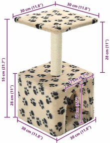 Škrabadlo pro kočky sisalové sloupky 55 cm béžové s potiskem 170540