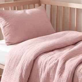 Celoroční mušelínové povlečení do postýlky Soft pink - GOTS Velikost: 95 x 130 + 45 x 65