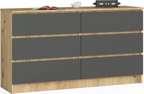 Komoda K140 6SZ dub artisan/grafitová šedá