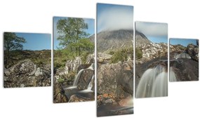 Obraz vodopádů a hory (125x70 cm)