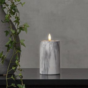 Šedo-bílá betonová LED svíčka Star Trading Flamme Marble, výška 15 cm