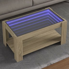Konferenční stolek s LED dub sonoma 93 x 53 x 45 cm kompozit