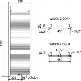 Mexen Mars, elektrické topné těleso 1500 x 500 mm, 600 W, černá, W110-1500-500-6600-70