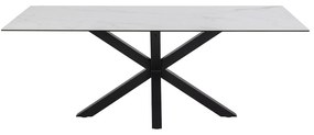 Velký jídelní stůl se skleněnou deskou 200 cm Černo - bílý HONI