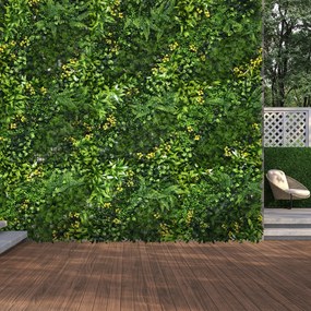 Outsunny umělá rostlinná stěna 12 kusů UV ochrana zástěna 50x50 cm vícelistý design pro zahradu balkon terasu
