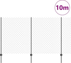 Plot s řetězovým odkazem a sloupkem 10 x 1,4 m Šedá Síťovina 3336270