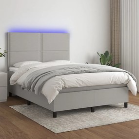 Box spring postel s matrací a LED světle šedá 140x200 cm textil 3134797