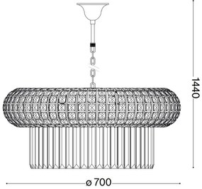 Ideal Lux - Křišťálový lustr na řetězu NABUCCO 16xE14/40W/230V pr. 70 cm zlatá