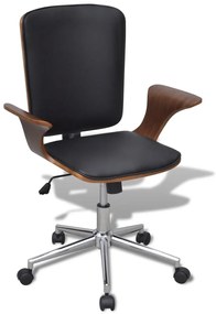 Otočná kancelářská židle ohýbané dřevo a umělá kůže,  241685