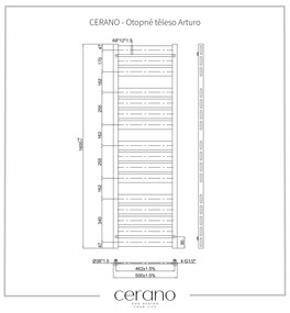 CERANO - Topné těleso Cassandra - kombinovaný - 859W - černá matná - 1600x500 mm