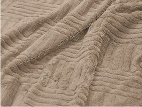 Luxusní světle hnědá beránková deka z mikroplyše STRIPES Rozměr: 150 x 200 cm