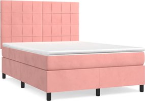 Box spring postel s matrací růžová 140x190 cm samet 3143024